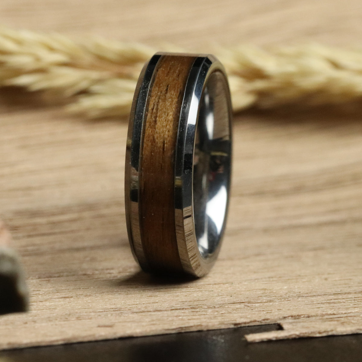 Walnut Wood Inlay Ring – Rose Anvil